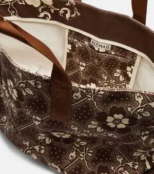ALEMAIS Floral Print Cotton Tote Bag - Brown