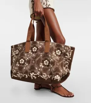 ALEMAIS Printed Canvas Tote Bag - Brown