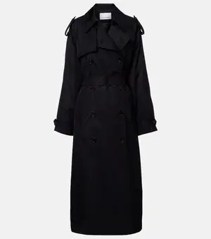 THE FRANKIE SHOP Veyron Double-breasted Twill Trench Coat - Black