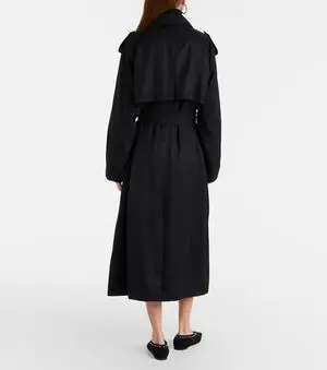 THE FRANKIE SHOP Veyron Double-breasted Twill Trench Coat - Black