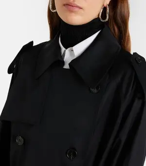 THE FRANKIE SHOP Veyron Double-breasted Twill Trench Coat - Black