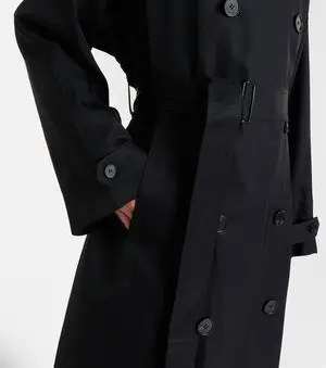 THE FRANKIE SHOP Veyron Double-breasted Twill Trench Coat - Black
