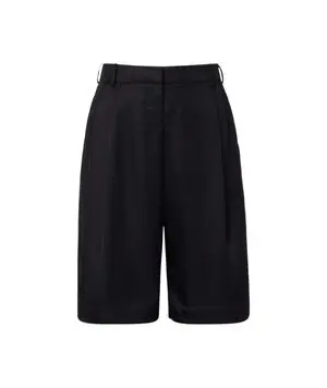 THE FRANKIE SHOP Marfa Pleated Twill Bermuda Shorts - Black