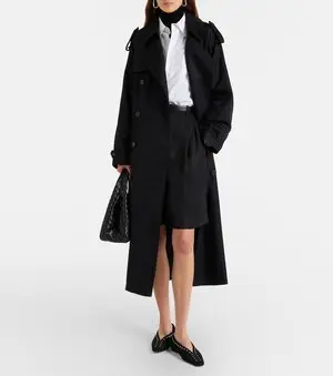 THE FRANKIE SHOP Marfa Pleated Twill Bermuda Shorts - Black