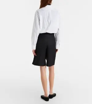 THE FRANKIE SHOP Marfa Pleated Twill Bermuda Shorts - Black
