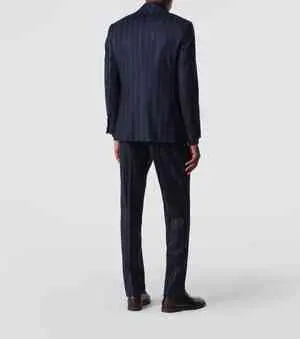 Thom Sweeney Chalk Stripe Wool And Cashmere Suit - Blue