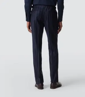 Thom Sweeney Chalk Stripe Wool And Cashmere Suit - Blue