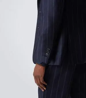 Thom Sweeney Chalk Stripe Wool And Cashmere Suit - Blue