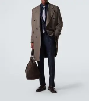 Thom Sweeney Chalk Stripe Wool And Cashmere Suit - Blue