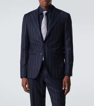 Thom Sweeney Chalk Stripe Wool And Cashmere Suit - Blue