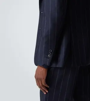 Thom Sweeney Chalk Stripe Wool And Cashmere Suit - Blue