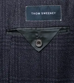 Thom Sweeney Checked Wool And Silk Blazer - Blue