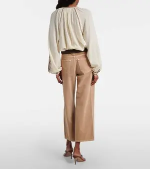 Ag Saige Cropped Wide-leg Jeans - Pink