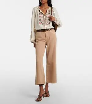 Ag Saige Cropped Wide-leg Jeans - Pink
