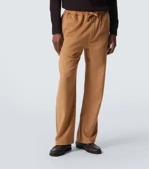 SAMAN AMEL Cashmere Straight Pants - Beige