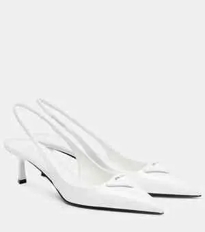 Prada Leather Slingback Pumps - White