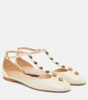 Chloé Celeste Embellished Leather Flats - White