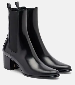 Saint Laurent Jill 60 Leather Ankle Boots - Black