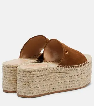 GIANVITO ROSSI Suede Espadrille Platform Sandals - Brown