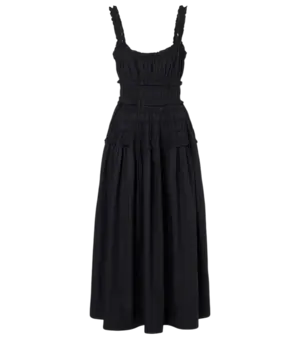 DÔEN Marianne Cotton Poplin Midi Dress - Black