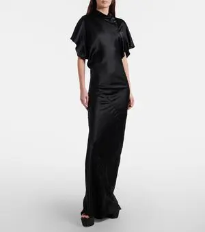 Rick Owens Draped Satin Gown - Black