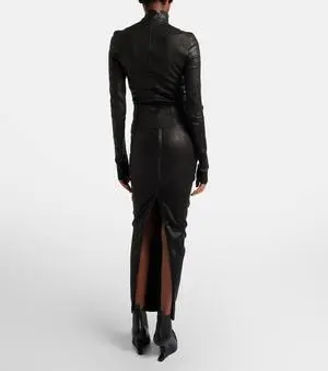 Rick Owens Dirt Pillar Leather Maxi Skirt