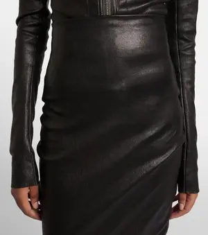 Rick Owens Dirt Pillar Leather Maxi Skirt