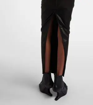 Rick Owens Dirt Pillar Leather Maxi Skirt