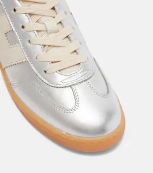 Hogan Metallic Leather Sneakers - Silver