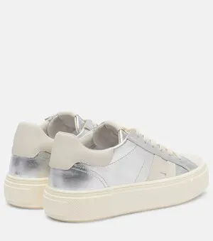 Hogan Crosswind Metallic Leather Sneakers - Silver