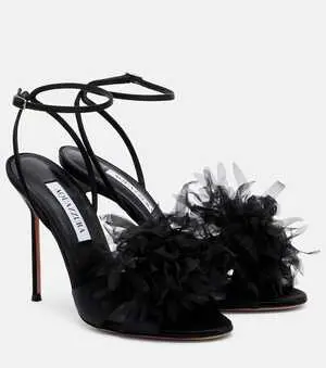 Women's Black Satin Sandals