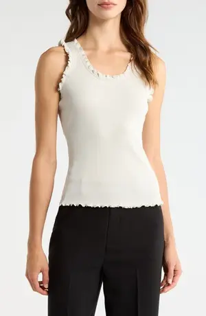 Vince Camuto Ruffle Rib Tank - Birch