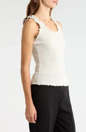 Vince Camuto Ruffle Rib Tank - Birch