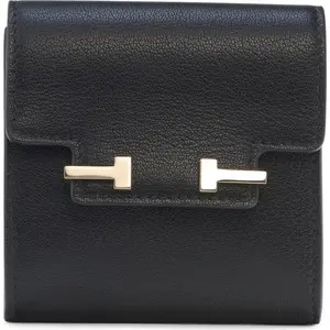 TOM FORD Double T Leather Card Holder Black