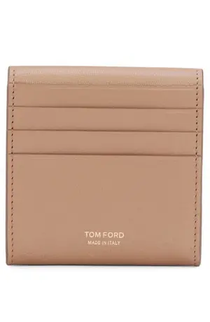 TOM FORD Double T Leather Card Holder - Rhum