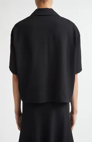 JIL SANDER Crop Rib Polo - Black
