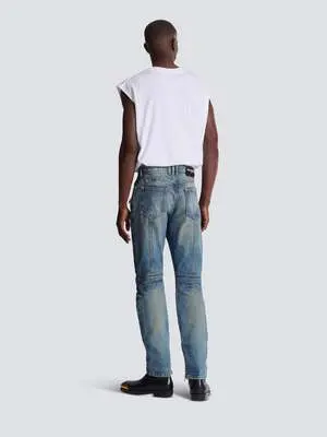 Balmain Biker Jeans In Vintage Denim - Blue