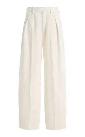 KALLMEYER Joel Pleated Cotton-poplin Trousers - Ivory