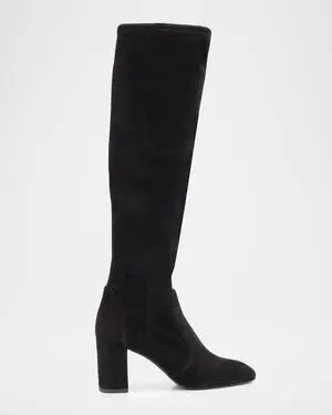 STUART WEITZMAN 75mm Lucie Stretch Suede Knee-High Boots - Black