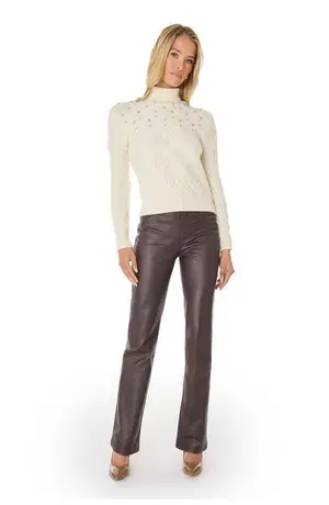 THE NOLI SHOP Cable-knit Turtleneck Sweater With Crystal Embellishments