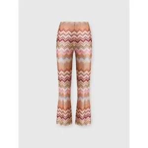 Missoni Flared Viscose Chevron Snake Motif Trousers - Orange