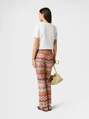 Missoni Flared Viscose Chevron Snake Motif Trousers - Orange