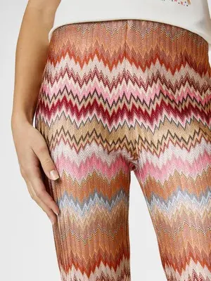 Missoni Flared Viscose Chevron Snake Motif Trousers - Orange