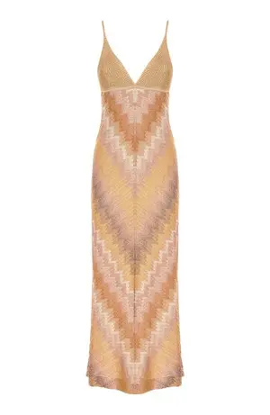 Missoni Viscose Lamé Gown With Deep Neckline - Green& Brown