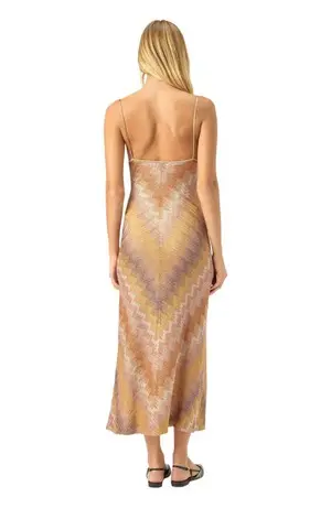 Missoni Viscose Lamé Gown With Deep Neckline - Green& Brown