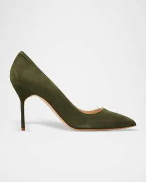 Manolo Blahnik BB 90mm Suede Stiletto Pumps - Dark Green