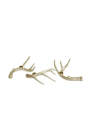 BEATRIZ BALL COLLECTION Western Antler Candlestick Set Of 3 - Gold