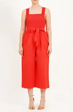 Leota Janet Cropped Jumpsuit - Red