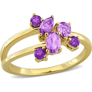 JULIANNA B. Gemstone Cluster Ring - Amethyst/yellow-plated Silver