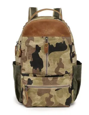 TSD BRAND Mountain Leaf Camo Print Utility Backpack - Army Green Camo